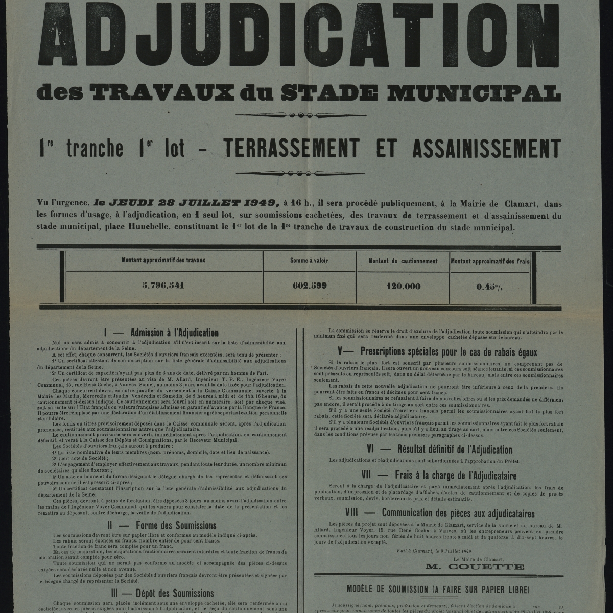 Adjudication des travaux du stade municipal | VILLE DE CLAMART