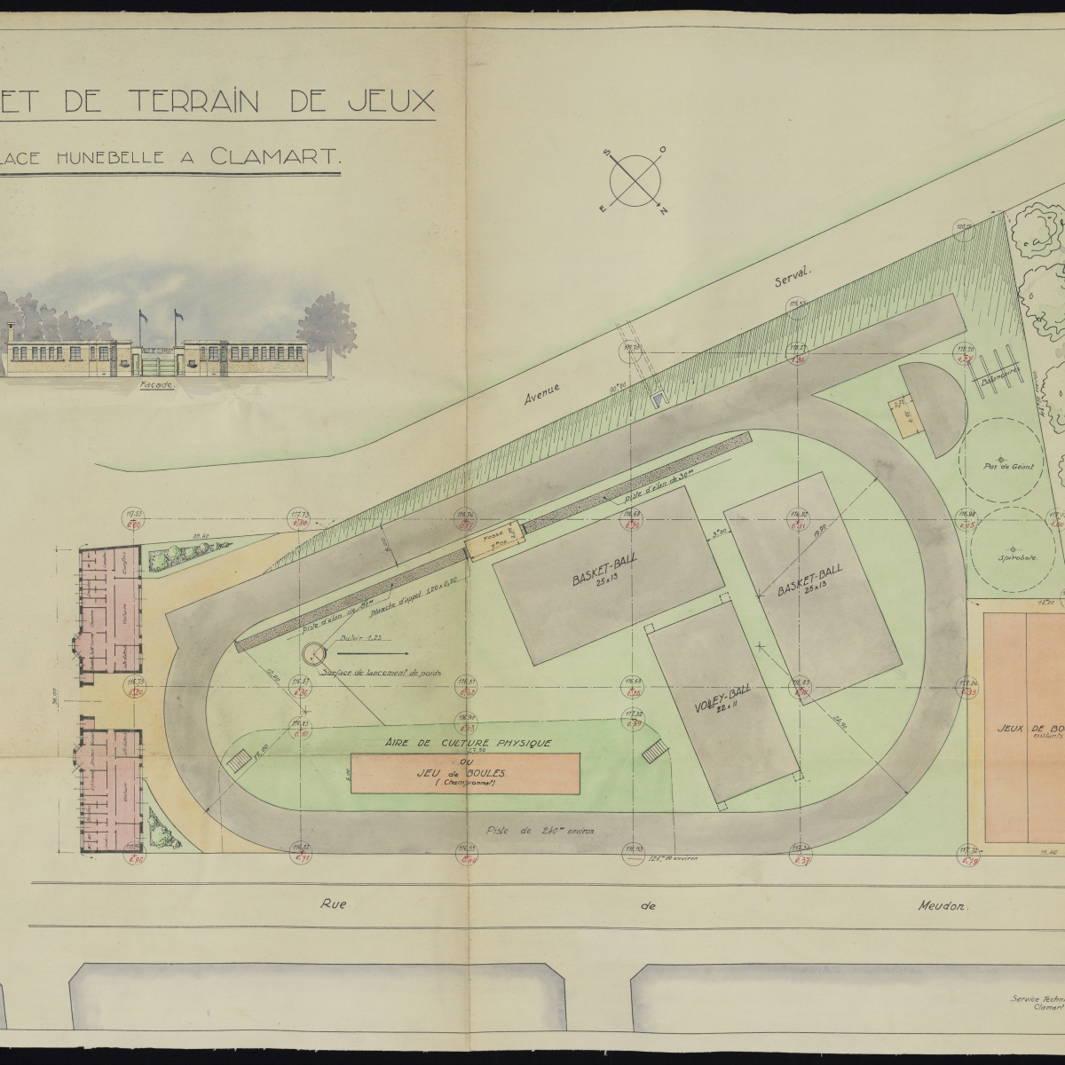 Plan du stade Hunebelle. Projet de terrain de jeux | VILLE DE CLAMART