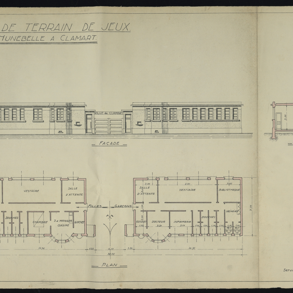 Plan de l'entrée du stade Hunebelle. Projet de terrain de jeux | VILLE ...