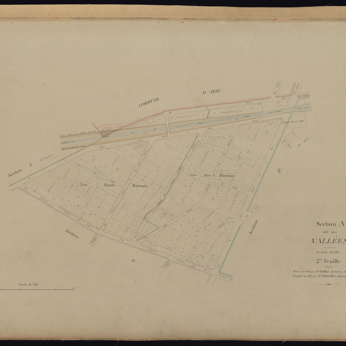 Plan cadastral Section A dite des Vallées, 2ème feuille 1839-1914 ...
